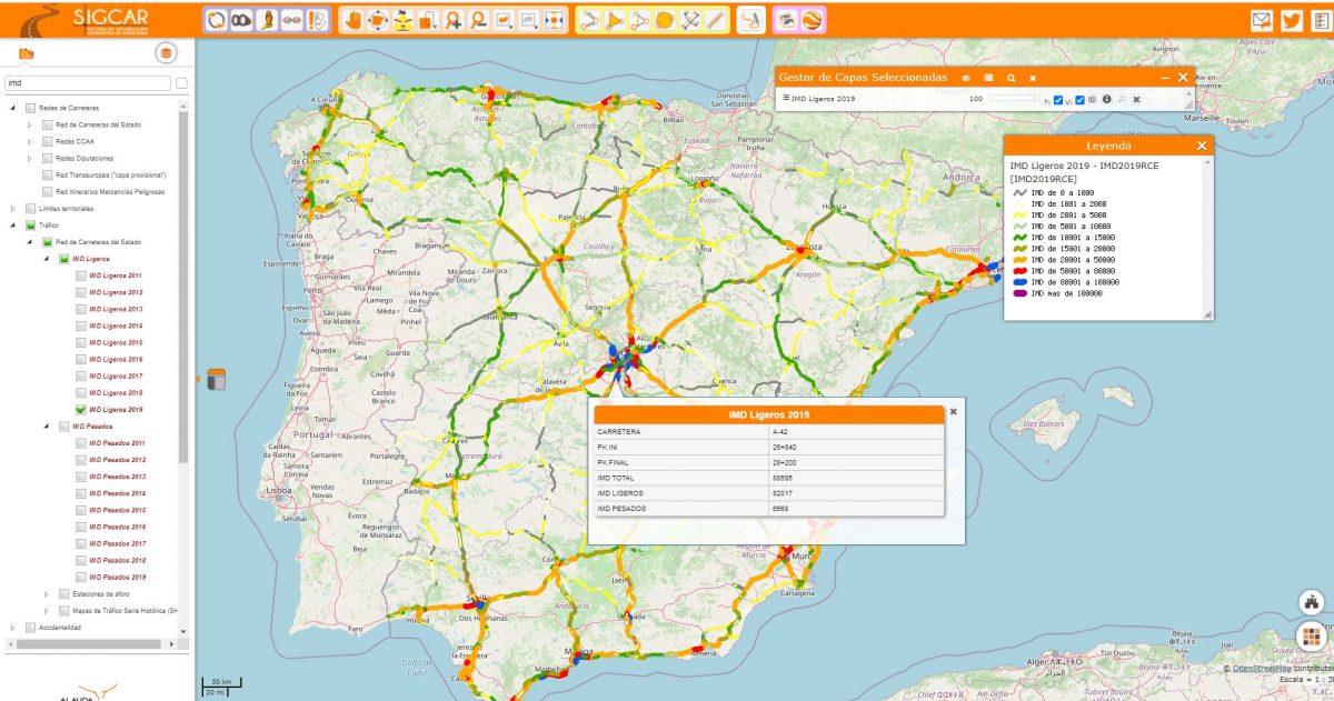 Colocamos los mapas de trafico del 2019 en SIGCAR